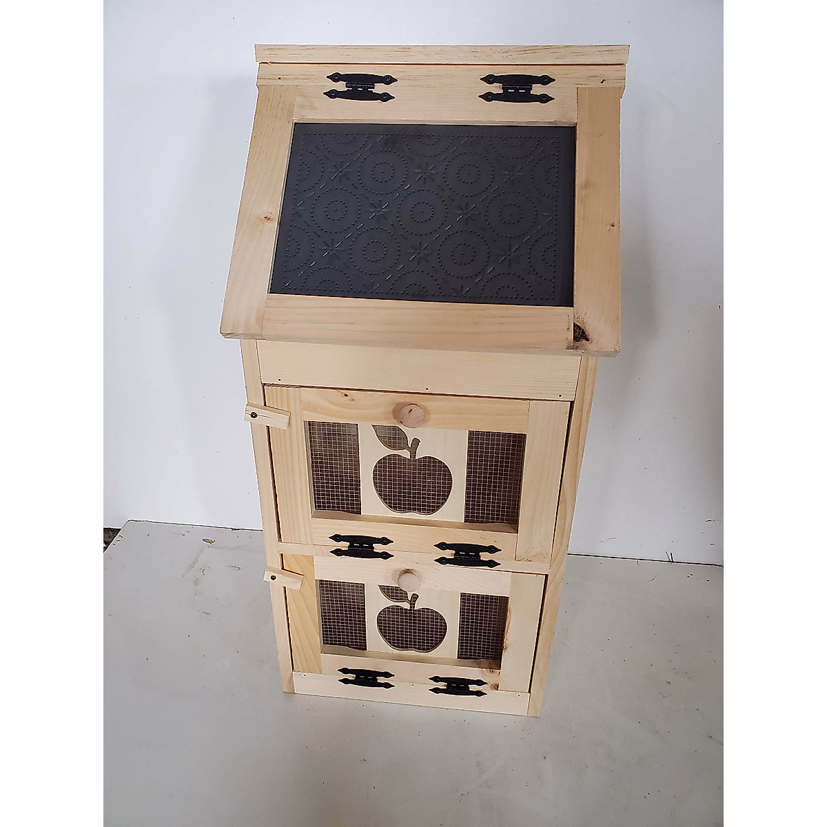 country barn gifts Amish Made Unfinished Pine 2 Door Vegetable Box with Bread Compartment for Kitchen Storage