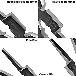 Strong Hand Tools PM12 Deluxe MIG Welding Plier, 8", Rounded & Flat Face Hammer, Fine & Coarse File, Side Pull V-Notch, Retention Chain, Ergonomic Grip