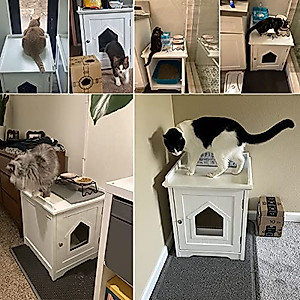 PAWLAND Cat Litter Box Enclosure, Cat House Side Table,Night Stand Pet House, Indoor Cat House, White
