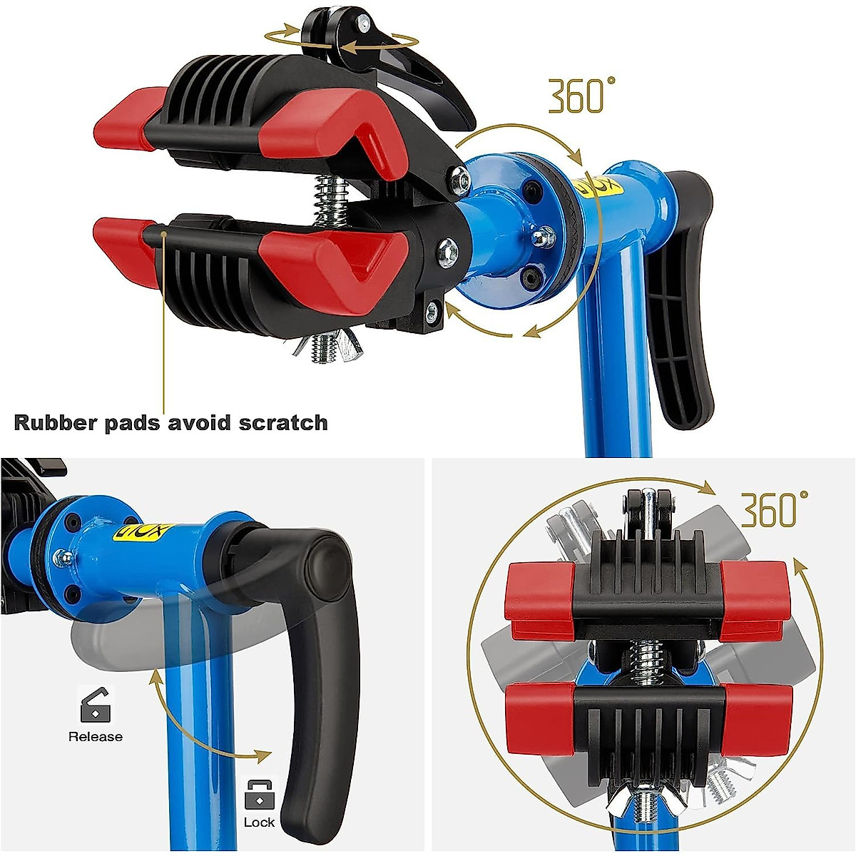 yoyomax Bike Repair Stand-Bike Repair Stand, bike stand repair w/Welded Clamp Head, Max 55 lb, Quick Release Devices, Ideal for two driven bicycles, fat bikes, e-bikes , Blue