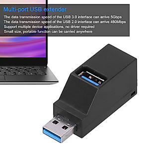 Portable USB Hub, Portable USB Hub High Speed 3 Port Portable Data Hub with Lanyard USB2.0 USB3.0 Interface Computer Supplies for Laptops, PC