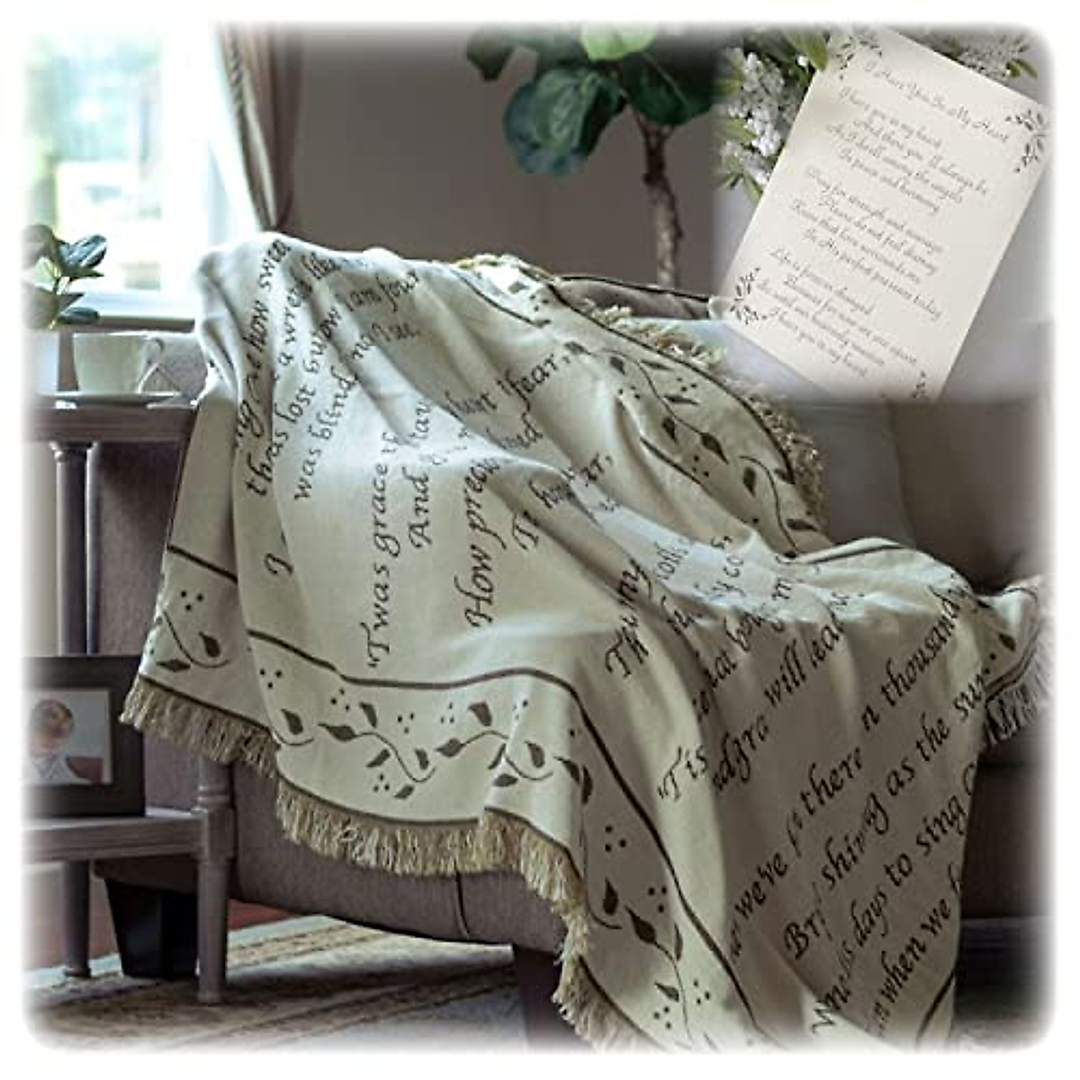 Condolences Card with Amazing Grace Sympathy Tapestry Afghan Throw Memorial Gift Send for Loss of Loved One When Someone Passes Away Remembrance Grief Present Scripture Blanket