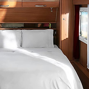 1000 TC RV Sheet Sets 38X72 Cot Bed Size Mediterranean Blue Solid, Bed Sheets for Campers, Egyptian Long-Staple Cotton RV Bunk and Truck Sleeper Easy Fit Mattress up to 6 Inch Deep Pockets