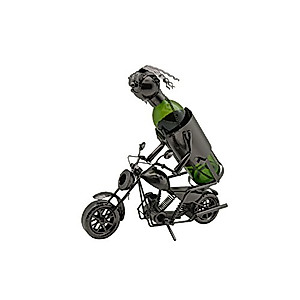 WINE BODIES Motorcycle Rider Metal Wine Bottle Holder, Charcoal