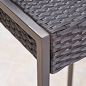 Christopher Knight Home Kelly Outdoor Wicker 30 Inch Barstool (Set of 2), Dark Brown