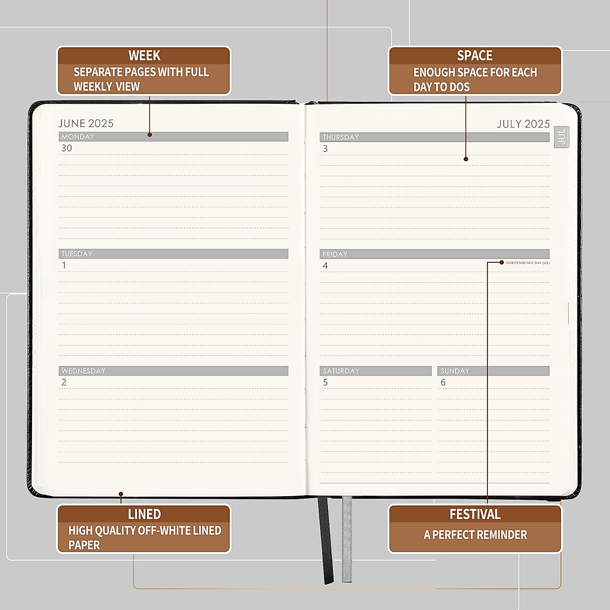 2023 Planner - Planner 2023 with Pen Loop, to Achieve Your Goals & Improve Productivity, January 2023 - December 2023, Thick Paper, Inner Pocket, 5.75" x 8.25", Black