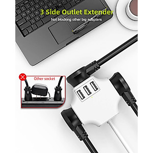 Travel Power Strip with USB Ports,3-Side Outlet Extender with 6 FT Extension Cord,Portable Power Strip for Travel, Office, Home, Hotels, Cruise Ship.White