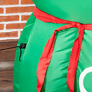 HOMCOM 4.5 ft. Christmas Inflatables Outdoor Decorations Bear in Santa Claus Toy Bag, Blow-Up Holiday Yard Christmas Decor with LED