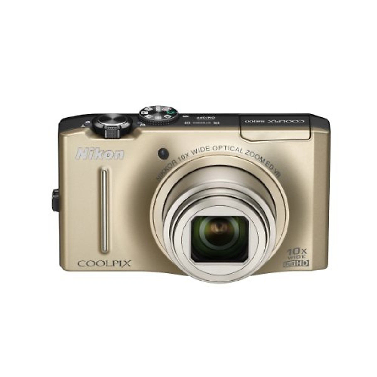 Nikon Coolpix S8100 12.1 MP CMOS Digital Camera with 10x Zoom-Nikkor ED Lens and 3.0-Inch LCD (Gold)