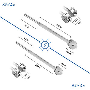 YOMMI 128 Hz Tuning Fork Medical Healing Instrument - Aluminum Sensory Tuning Forks for Healing Chakra Set - Soft Bag Human Biofield Diapason Therapy, Stress Reliever, 256 Hz