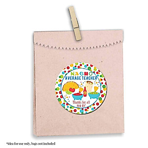 Nacho Average Taco Themed Teacher Appreciation Thank You Sticker Labels, 40 2" Party Circle Stickers by AmandaCreation, Great for Envelope Seals & Gift Bags