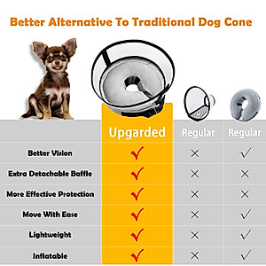 Inflatable Dog Cone Collar - A3-3 Recovery Surgery Cones Collars,Adjustable Alternative Soft Neck Donut for Small Medium Large Pet,XL