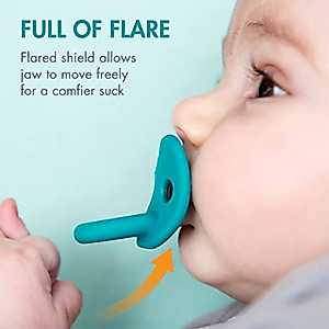 Boon JEWL Biometric Stage 1 Orthodontic Pacifier — 0+ Months — Blue — Silicone Baby Pacifier with Soothing Gem Shaped Nipple — 4 Count