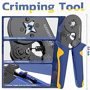 Haisstronica Ferrule Crimping Tool Kit,Self-Adjusting Square Wire Crimper Plier for AWG23-7 with 1200PCS Red Copper Wire End Terminals,Sleeves Ferrule Ratchet Wire Crimping Tool-Ferrule Crimper Kit