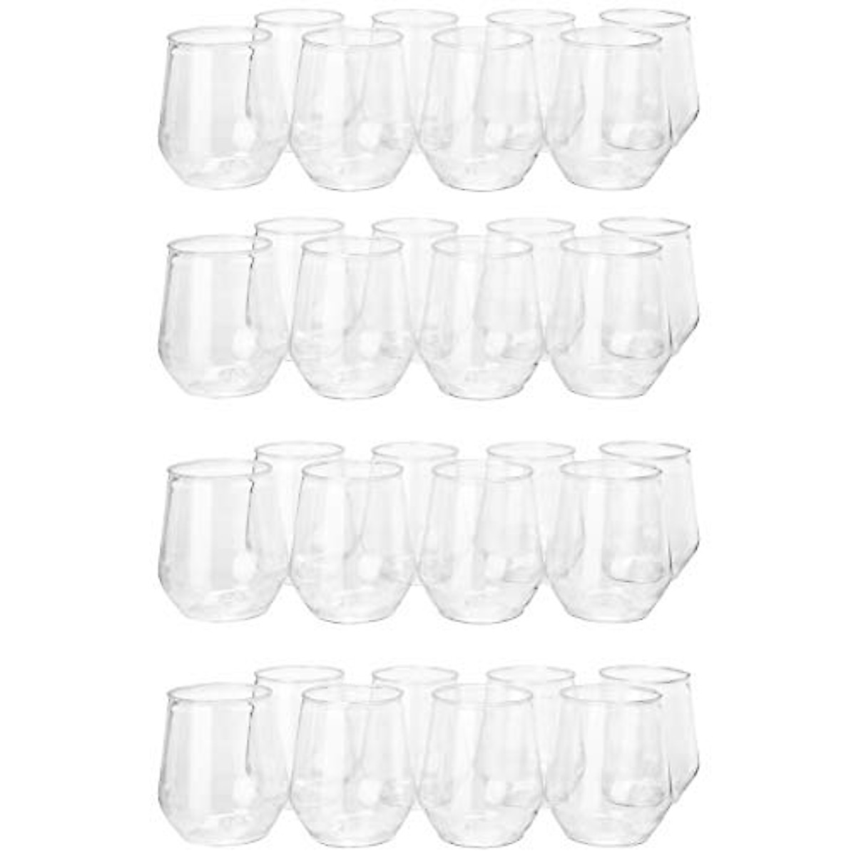 32 count 12 oz Unbreakable Stemless Plastic Wine Champagne Glasses Elegant Durable Reusable Shatterproof Indoor Outdoor Ideal for Home, Office, Bars, Wedding, Bridal Baby Shower