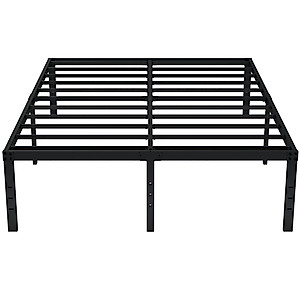 EMODA 18 Inch California King Bed Frames Heavy Duty Tall Metal Cal King Platform with Large Storage Space, No Box Spring Needed, Noise Free, Black