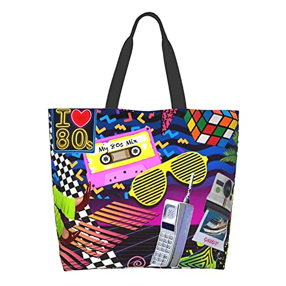 ASYG Retro Memphis Style 80s 90s Sling Bag Funny Retro 80s 90s Tote Bag For Women Men Teens