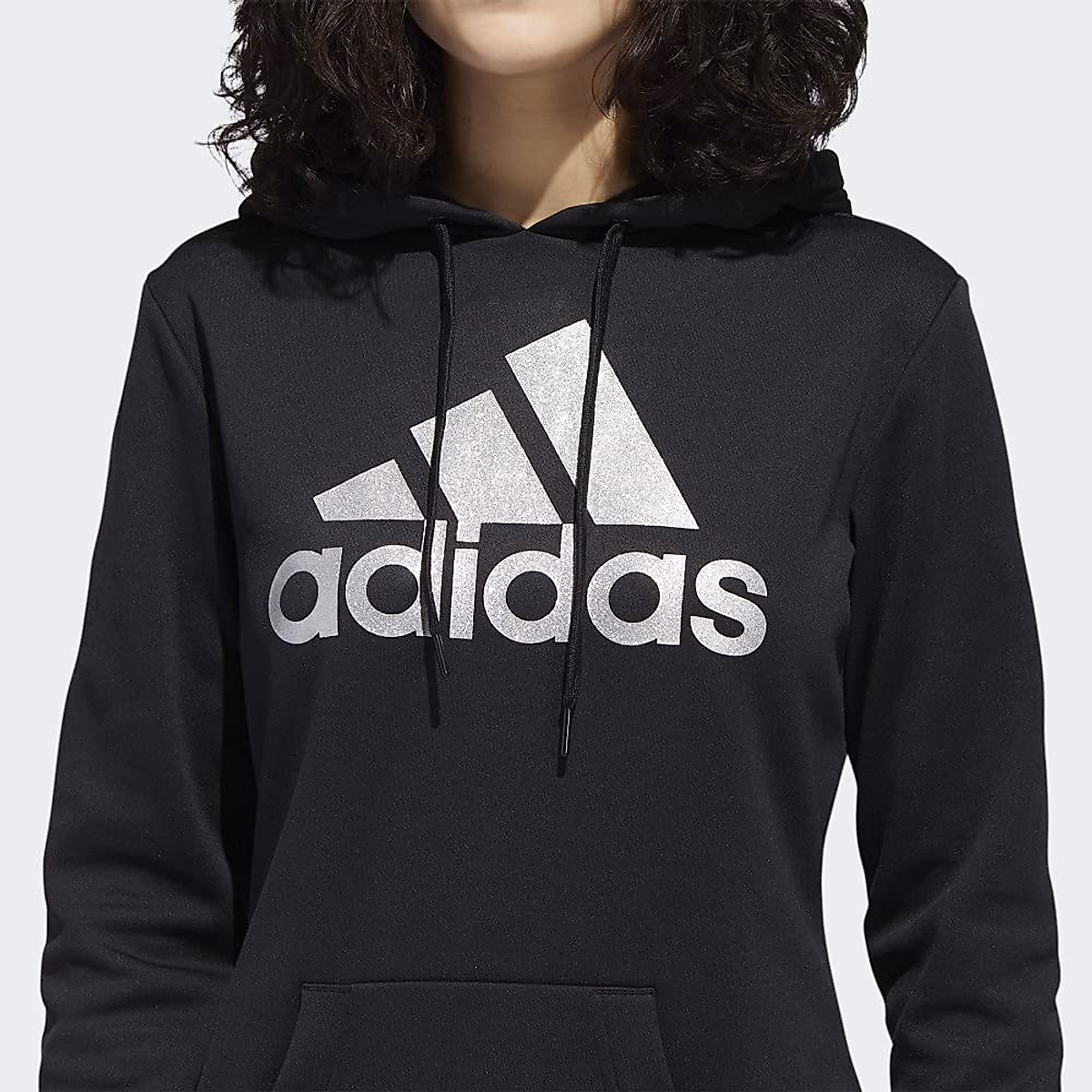 adidas womens Game & Go Pullover Hoodie Black/Metallic Silver X-Small