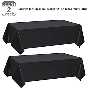 ZGORENDZ 2 Pack Rectangle Tablecloths 54 x 108 Inch Water Resistant Tablecloths Disposable Fabric Table Cover for Dining Table, Buffet Party and Camping, Black