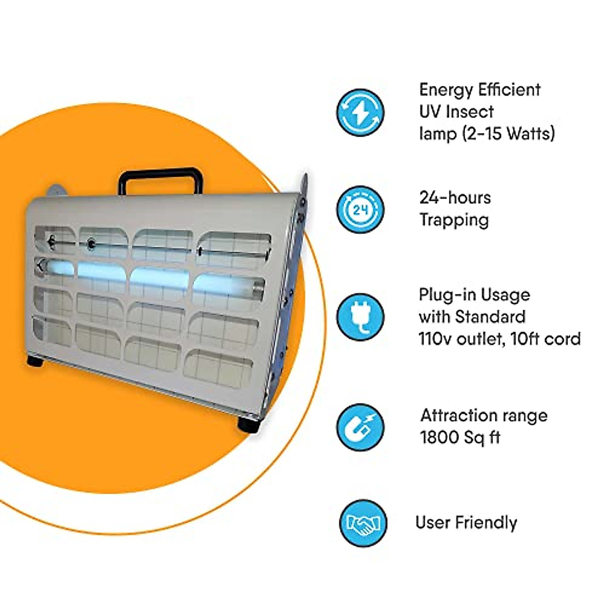 Gardner ATMX - 30, Portable Insect Control, 360 Degree, Two 15 Watt - UV Insect Lamps , Made in USA, White - Aluminum