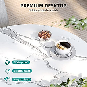 YITAHOME Round Coffee Table Glass Coffee Table for Living Room,2-Tier Marble Coffee Table with Storage Clear Coffee Table,Simple Modern Wood Center Table,Black