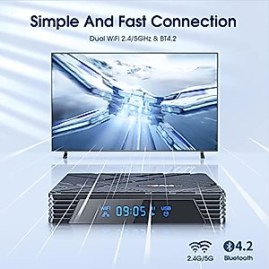 2022 Newest Android TV Box 11.0, X12 Plus Android TV Box 4GB RAM 32GB ROM with RK3318 Quad-Core 64 Bits, Android Box Dual-WiFi 2.4GHz/5GHz BT 4.2 USB 3.0 3D 4K/6K with Wireless Mini Keyboard