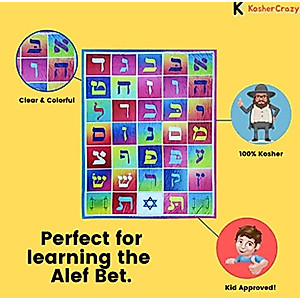 KosherCrazy Throw Blanket, Novelty Jewish Blanket Funny, Comfortable, Soft and Cozy for Adult or Children (Alef Bet (Hebrew Alphabet))