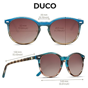 DUCO Retro Round UV400 Polarized Sunglasses for Women Men Vintage Shades Classic Acetate Trendy Fashion Sunglass DC1230 (A-Oceanic Tortoise Frame Brown Lens)