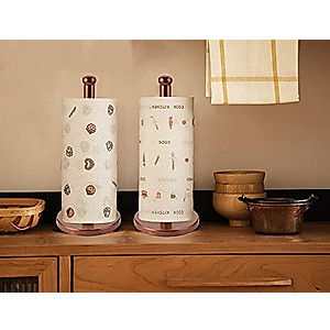 TOPZEA 2 Pack Paper Towel Holder, Stainless Steel Paper Towel Rack Standing Paper Towel Holder for Standard & Jumbo Rolls, Single Tear Vertical Paper Towel Dispenser with Weighted Base for Countertop