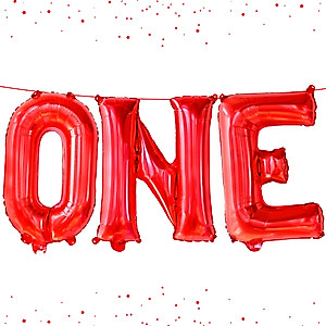 KatchOn, Big Red Metallic Balloons - Pack of 6 | Red Foil Balloons, One Birthday Balloon | Red One Balloon for Berry First Birthday Decorations and Red Birthday Decorations