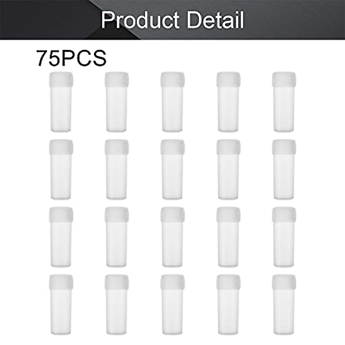 Othmro 75Pcs 5ml Plastic Bottles Lab Cylindrical Chemical Reagent Bottles, Wide Mouth Laboratory Reagent Bottles, Sample Sealing Liquid Storage Containers for Food Stores White Translucent
