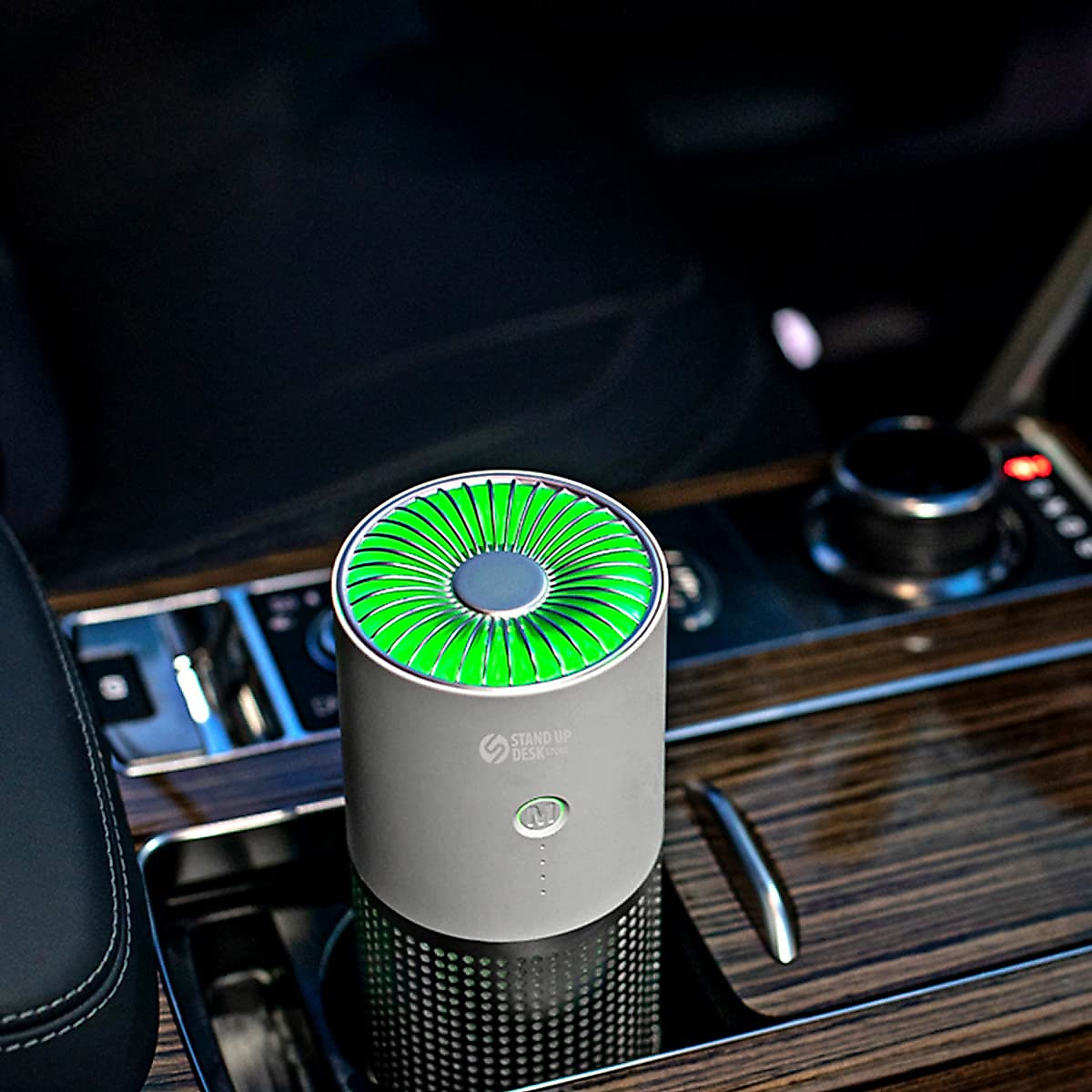Stand Up Desk Store Portable USB Car Cupholder HEPA Air Purifier with Replaceable Filter (White)