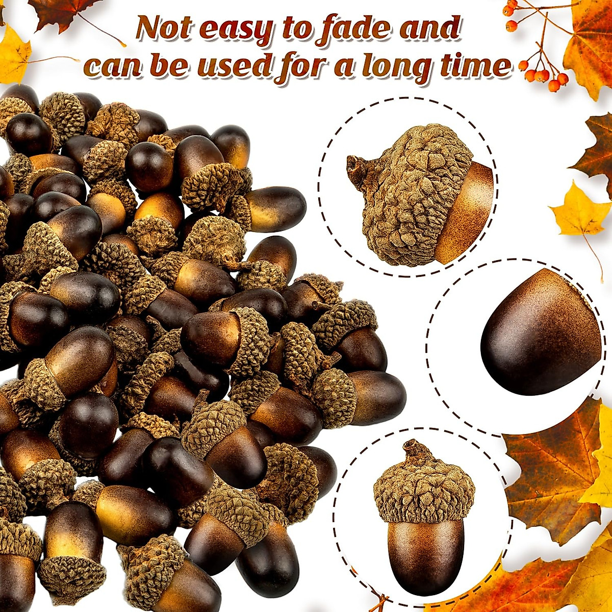 120 Pcs Artificial Acorns, Lifelike Fake Acorn with Natural Cap Simulation Nut for Home, Kitchen, Bowl, DIY Crafts, Photography Props