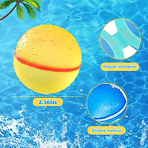 ARSHY 6 PCs Reusable Magnetic Hot Water Balloons, Refillable Aqua Bomb Splash Balls Self Sealing Quick Fill, Silicone Outdoor Toys for Kids, Adults outside Games Summer Fun Party Pool Fight
