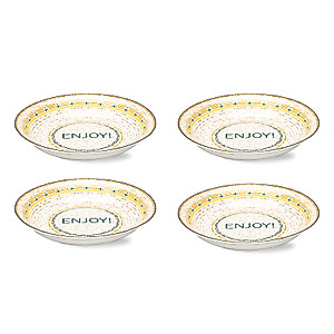MDZF SWEET HOME 8-Inch Porcelain Bowls Set, Pasta Serving Dishes, Classical Style Tableware Deep Dessert Dishes - Set of 4