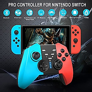 Switch Controllers,Switch Pro Controller Wireless for Switch/Switch Lite/Switch OLED/PC,Pro Controller Switch with Wake up,6-axis Gyro,Turbo,Dual Vibration,Screenshot,Wireless Switch Gaming Controller
