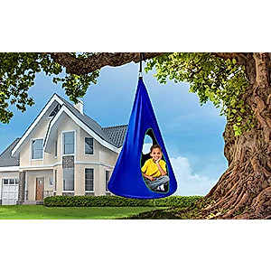 Sorbus Kids Nest Swing Chair Nook – Hanging Seat Hammock for Indoor Outdoor Use – Great for Children, (33 Inch, Nest Blue)