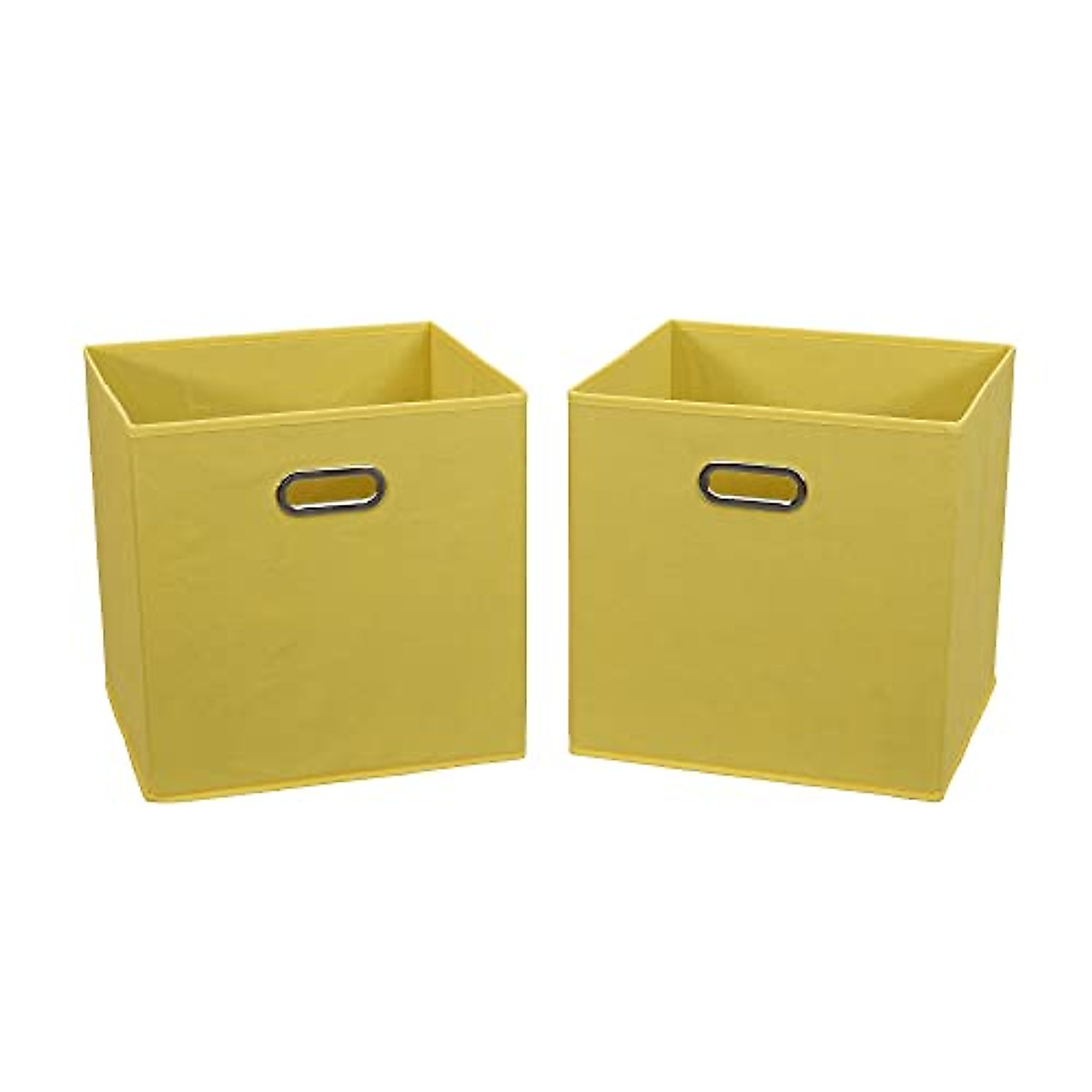 Household Essentials, Golden Yellow 2 Pack Open Storage Bins with Dual Handles, 13 x 12 x 13