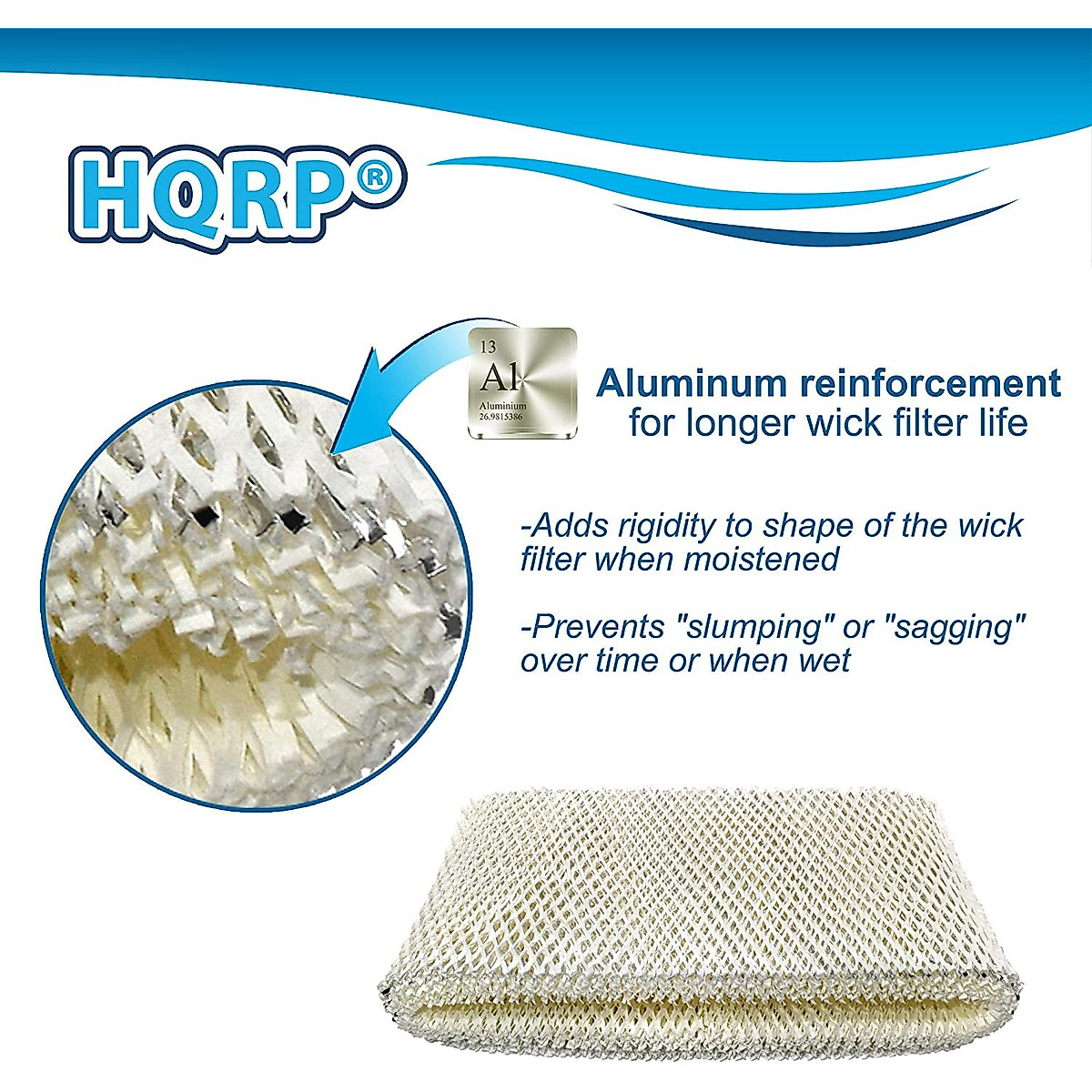 HQRP 2-Pack Wick Filter сompatible with Sunbeam SF221 SWF75 SF222PDQ SF221PDQ-UM fits SCM3501 SCM3502 SCM3609 SCM3657 SCM3656 SCM3755 SCM3609P SCM3755C Humidifier