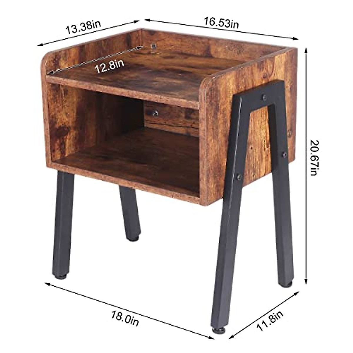 LIRUXUN C Frame Coffee Table Metal Frame Set Wood Vintage Side Table Mobile Living Room Bedroom Furniture