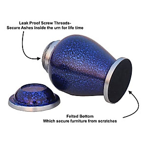 THE ASCENT MEMORIAL Small Cremation Urn for Human Ashes Adult | Marble Blue Mini Keepsake Urn with Velvet Carry Bag A Paper Funnel and A Premium Gift Box | Aesthetic Mini Urn