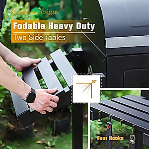 Captiva Designs Extra Large Charcoal BBQ Grill with Oversize Cooking Area(794 sq.in.), Outdoor Cooking Grill with 2 Individual Lifting Charcoal Trays and 2 Foldable Side Tables