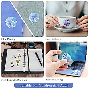 Floral Stickers,150PCS PET Transparent Floral Sticker Set,Cute Retro Floral Stickers Set for Making Diary Album DIY Art and Craft,for Laptop,Phone,Flower Gifts (As Shown)