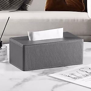 Cretkhp PU Leather Tissue Box Cover with Magnetic Closure, Modern Rectangular Tissue Box Holder Decorative Organizer for Bathroom Vanity Countertop, Night Stands Bedroom Office Desk
