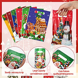 150 Pieces Christmas Bags Christmas Snacks Bags Xmas Plastic Party Favor Bags with Handles Christmas Gift Wrap Bags Goodie Bags for Christmas Holiday Goody Gift Party Decoration Supplies, 6 Styles