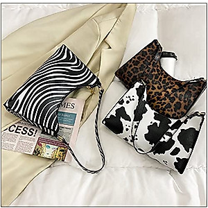 Cow Print Shoulder Purse for Women, Retro Classic Clutch HandBag Zipper (Cow Print)