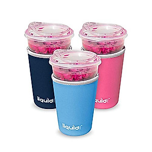 Grand Fusion Frapp-Wrap Coffee Cup Holder, Drip-Proof and Reusable Hot and Iced Coffee Sleeve for Travel, No Sweating Condensation on Papers or Desks, Comfortable on Hands, Light Blue