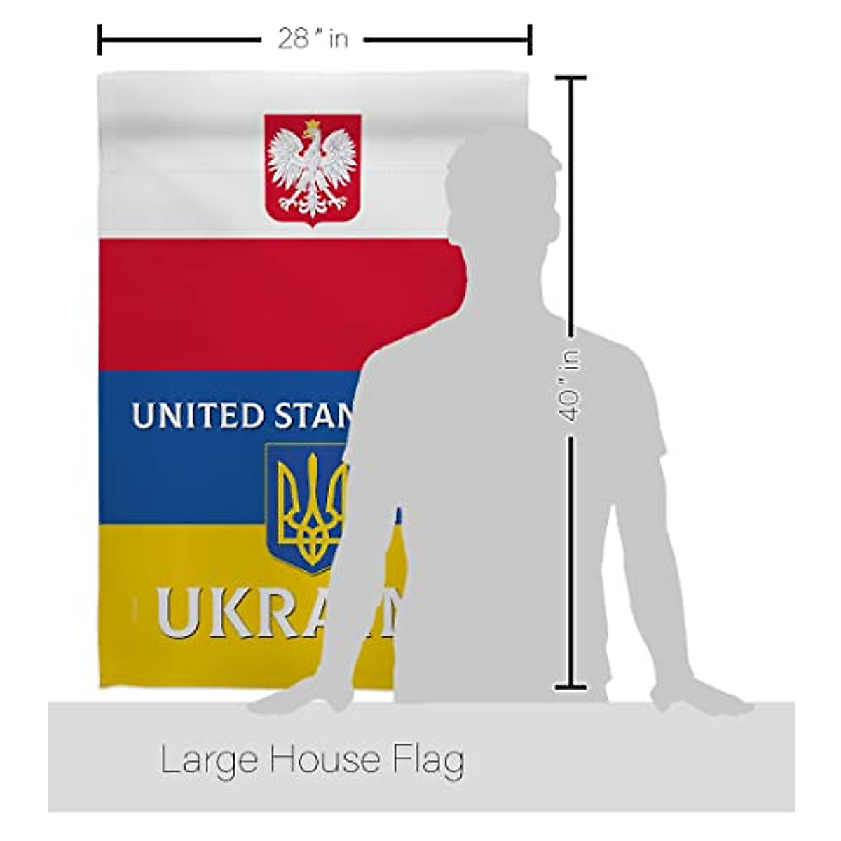 Ukraine Flag Poland Stand with Ukraine House Flag Dowel Set Support Cause Ukrainian Decoration Banner Small Garden Yard Gift Double-Sided, Made in USA