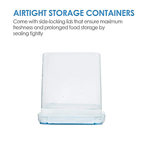 Vtopmart Food Storage Containers 2.5L / 84.5oz, 4 Pieces BPA Free Plastic Airtight Canister for Flour, Sugar, Baking Supplies, with 4 Measuring Cups and 24 Labels, Blue