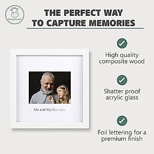 BabySquad Me and My Grandpa Photo Frame, 7 x 7 (INCHES), Sawtooth Hanger + Kickstand, Grandpa Gifts, Handcrafted White Wooden Photo Frame, Keepsake Gift